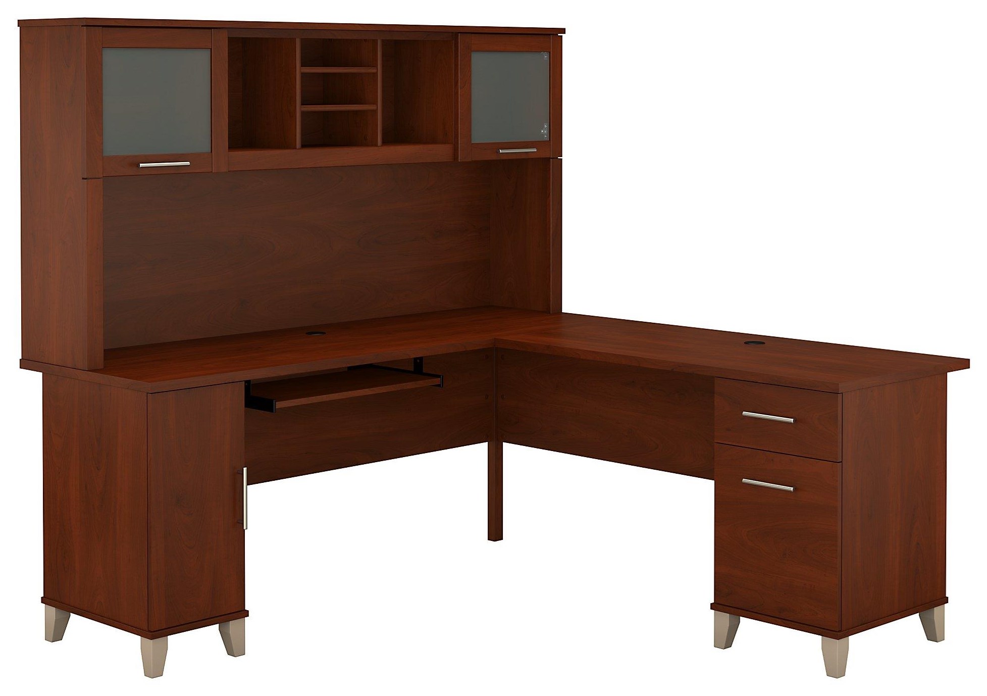 Bush Somerset SET001HC L Shaped Desk with Hutch Value City Furniture Desk Hutch Sets